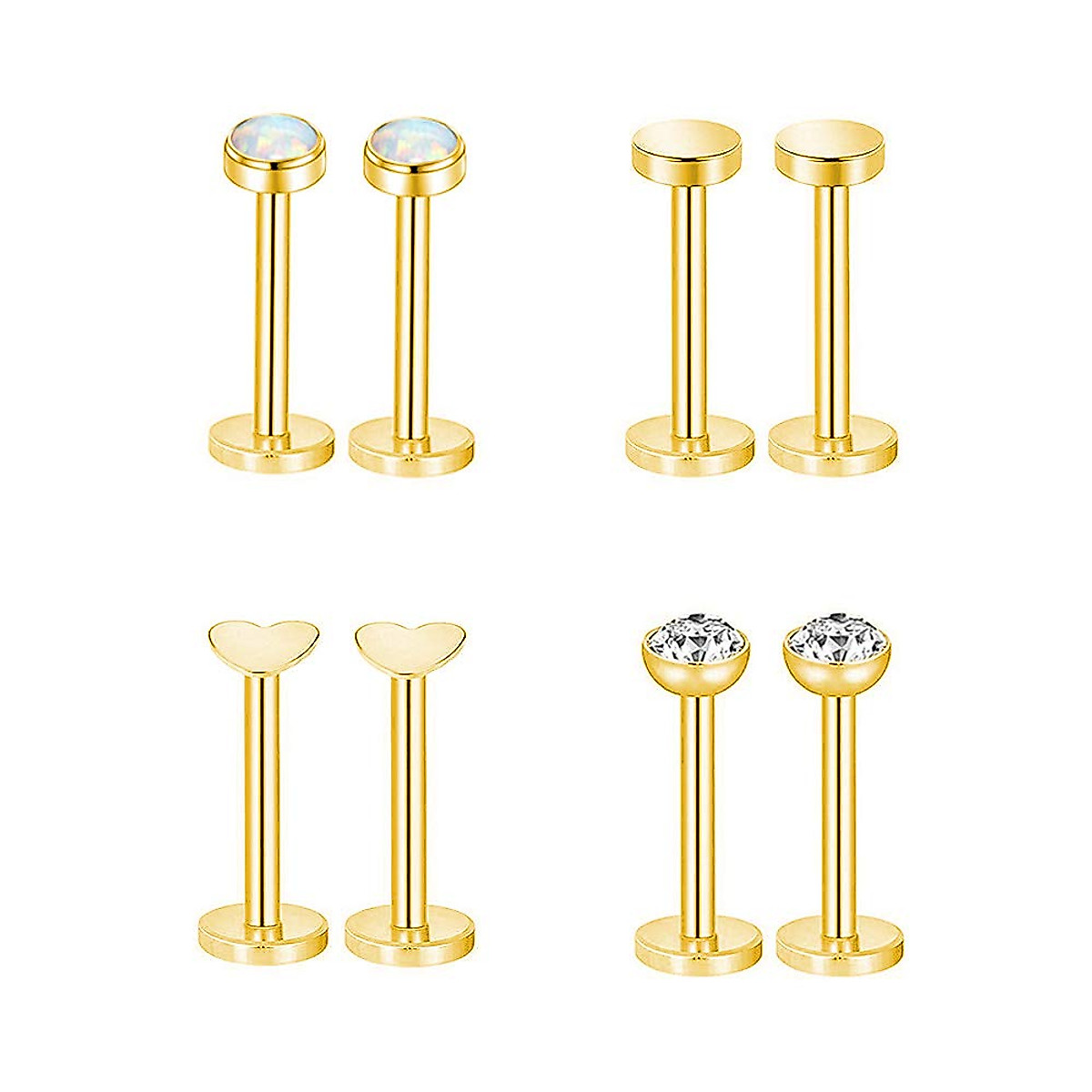 Gnoliew 16G 316L Stainless Steel Labret Monroe Lip Ring Studs Cartilage Helix Tragus Nose Piercing (A2,8mm(16G))