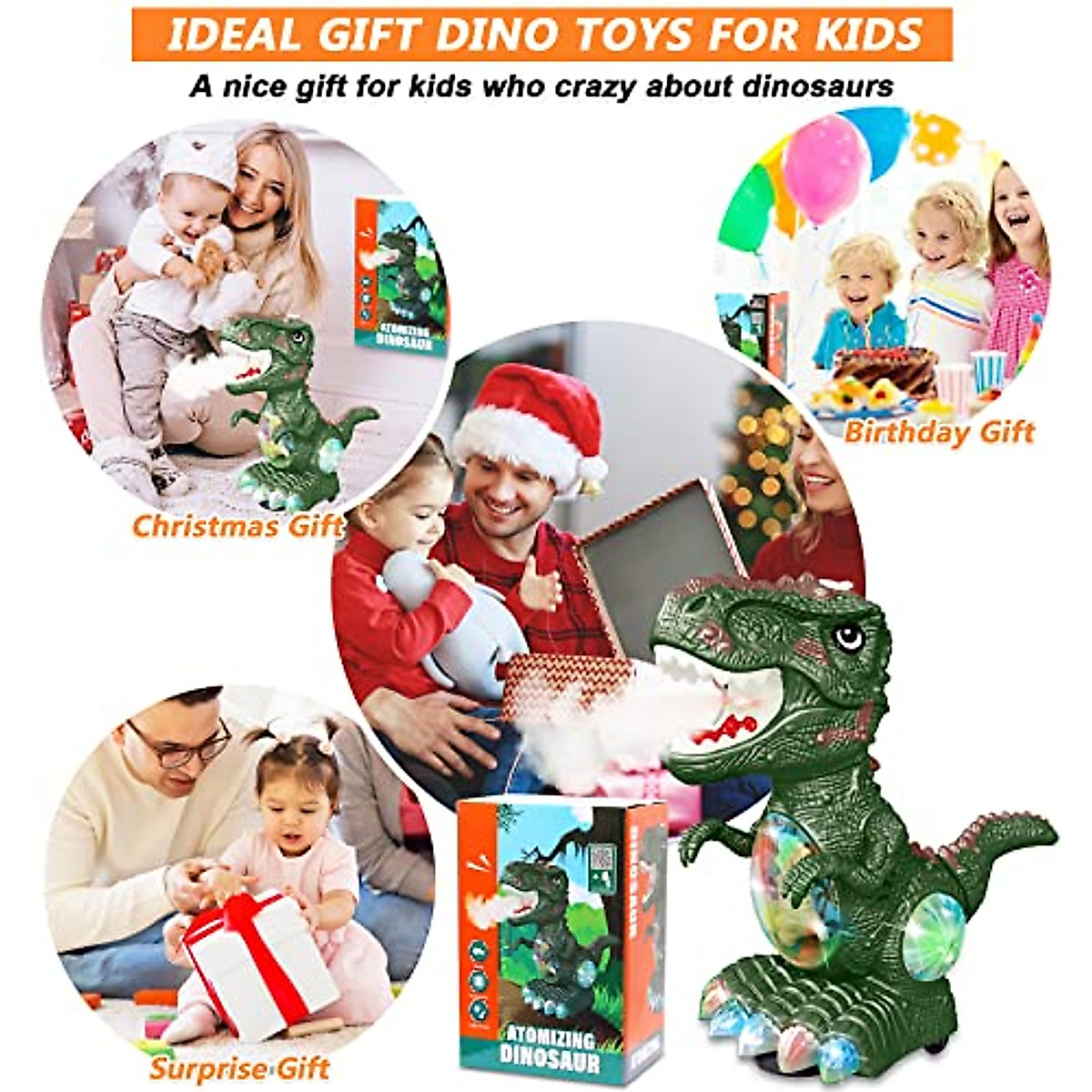 Dinosaur Toys for 1-2 Year Old Boy,Roar Music and Lights Toddler Toys for Boys Girls Age 1 2 3,Moving Dino Baby Toys with Mist Spray,Electric Dinosaur Toys for Kids 3-5 Easter Christmas Birthday Gifts