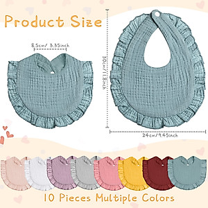 8 Pcs Muslin Baby Bibs Bandana Drool Bibs Absorbent Burp Gauze Cloths Adjustable Bibs for Toddler Infant Girls Boys Feeding (Bright Color)