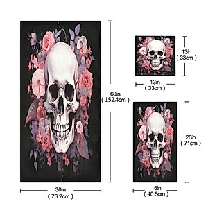 Flradish Halloween Skull Towels 3 Pack Bath Towels for Bathroom Set Soft Cotton Highly Absorbent Lightweight & Quickdry Towel Set 1 Bath Towel,1 Hand Towel,1 Washclothe