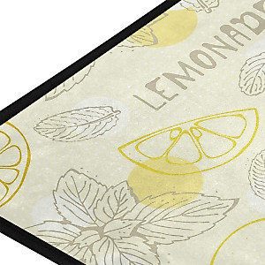 MOYYO Kitchen Mat Fruits Yellow Lemons Lemonade Kitchen Rug Mat Anti-Fatigue Comfort Floor Mat Non Slip Oil Stain Resistant Easy to Clean Kitchen Rug Bath Rug Carpet for Indoor Outdoor Doormat