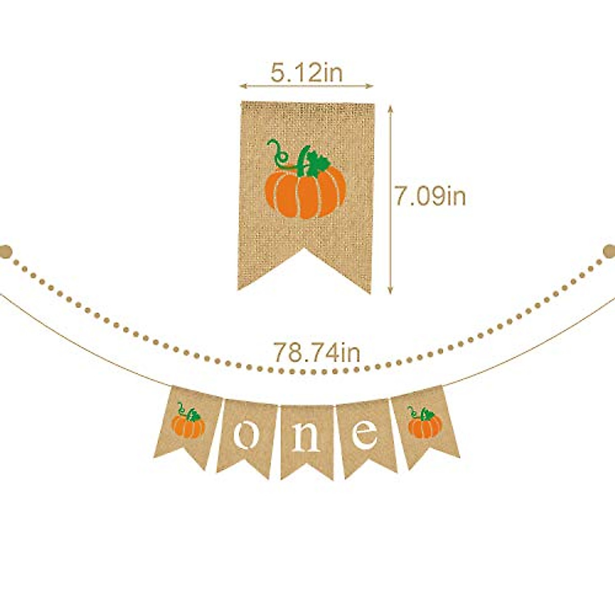Rainlemon Jute Burlap Pumpkin One High Chair Banner Fall Thanksgiving Boy Girl 1st Birthday Party Highchair Garland Decoration
