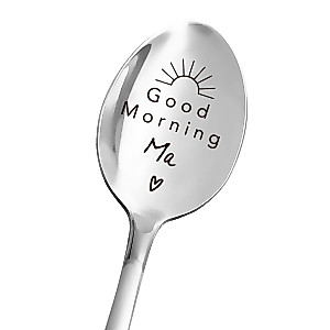 Best Mom Gifts - Good Morning Ma Spoon - Funny Mom Spoon Engraved Stainless Steel - Tea Coffee Spoon - Mom Gift from Daughter Son Husband - Perfect Mother's Day/Birthday/Christmas Gifts