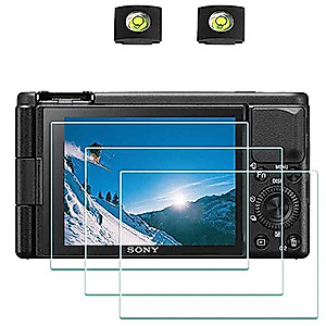 ULBTER ZV1 Screen Protector Appliable for Sony ZV-1 Camera & Hot Shoe Cover 0.3mm 9H Hardness Tempered Glass Cover Anti-Scrach Anti-Fingerprint Anti-Dust Anti-Bubble [3+2 Pack]