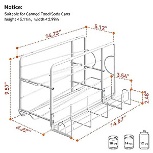 2 Pack - MOOACE Can Dispenser with Side Rack, Stackable Can Storage Organizer Holder for Canned food Kitchen Cabinet Pantry Countertop, White