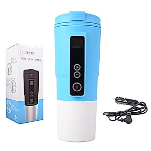 12V Baby Bottle Warmer Car Bottle Warmer for Breastmilk Bottle Heater for Babies Smart Temperature Control Mug for Coffee/Tea/Beverage/Milk and Hot Chocolate (Blue)