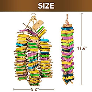 MYFAMIREA Parrot Toys for Medium Birds, Parrot Chewing Toy Cardboard Bird Toys Natural Wooden Bird Cage Chewing Toy for African Greys, Cockatoos, Macaws, Small & Medium Birds