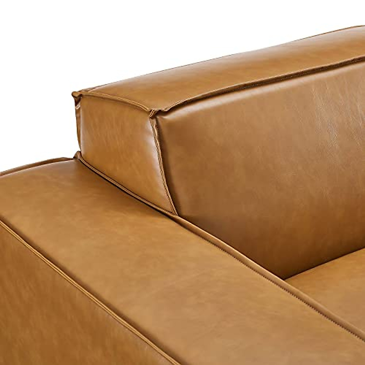Modway Restore Vegan Leather Sectional Sofa Loveseat in Tan