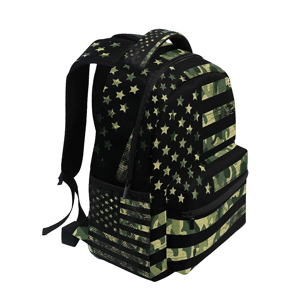 American Flag Camouflage Grunge Backpacks Travel Laptop Daypack School Bags for Teens Men Women