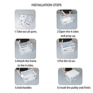 haomsj Stackable Storage Bins Collapsible Closet Toy Organizer Clear Box Large Cube Plastic Container with Handles & Wheels, 2 Ways to Open for Playroom, Home and Camping Cabinet (50 Quarts, White)