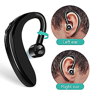 Heave Bluetooth V5.0 Headset,Wireless Earpiece 120 Hours Standby Time Handsfree Single Ear Business Earphone Ear Hook with Noise Canceling Mic for Workout Driving Home Office Blue