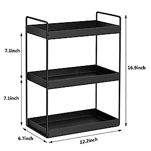 3-Tier Bathroom Countertop Organizer Vanity Tray Cosmetic & Makeup Storage Kitchen Spice Rack Standing Shelf, Black