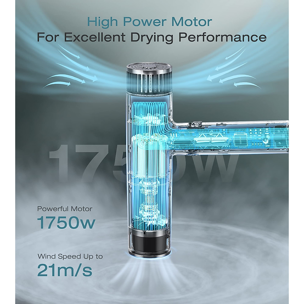 Blow Dryer,110000RPM High-Speed Brushless Motor, Fast-Drying Negative Ions Intelligent Constant Temperature Hair Care Dryers, Professional Hair Dryer with 3-in-1 Attachments, for Home&Salon