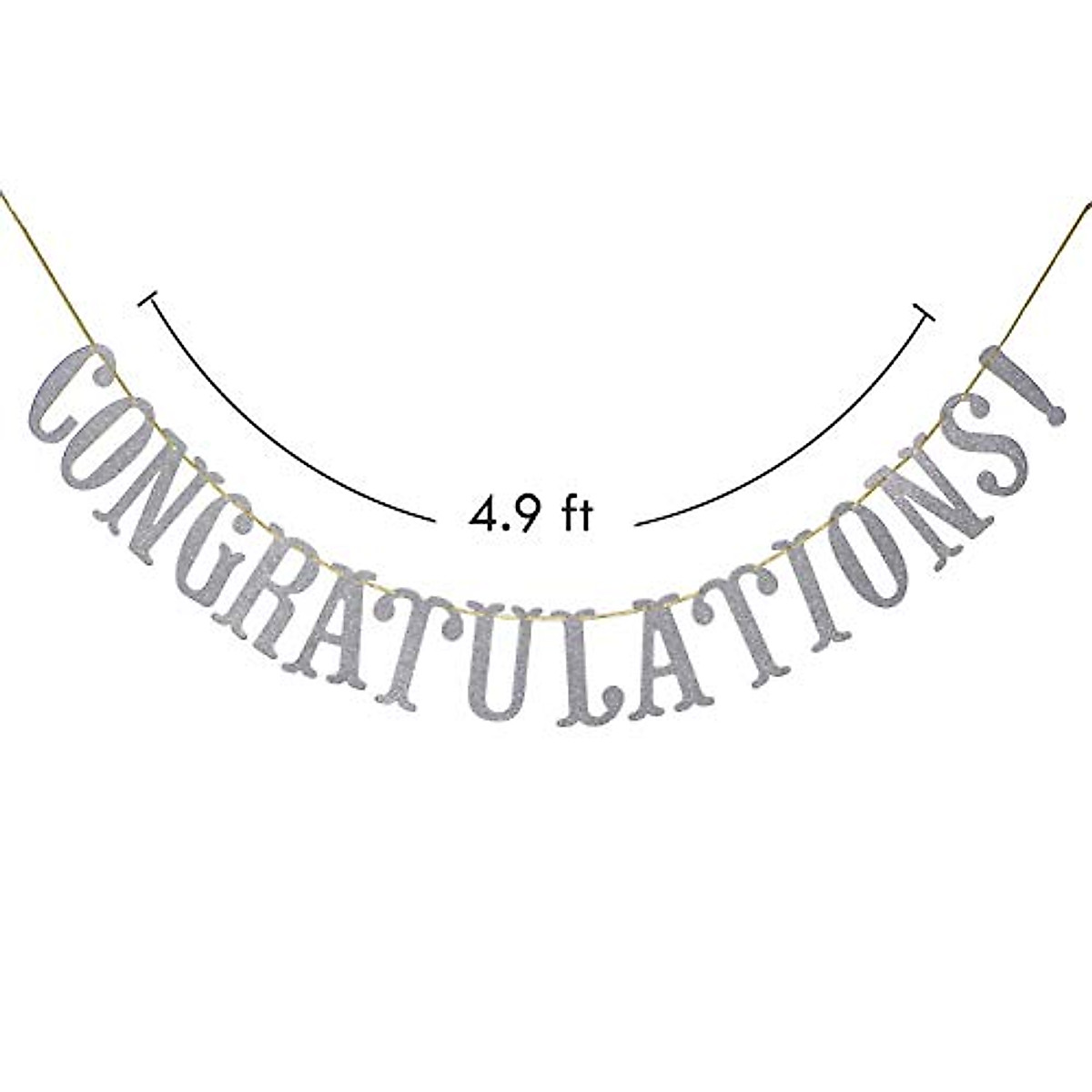 Congratulations Silver Glitter Sign Banner- Graduation, Wedding, Retirement Party Supplies Decorations (Silver)