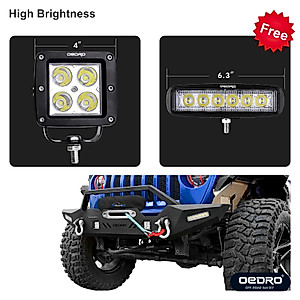 OEDRO Front & Rear Bumpers w/Tire Carrier Compatible for 2018-2025 Jeep Wrangler JL & Unlimited JLU (2/4 Doors), Full Width Back Bumper w/ 4 x LED Lights & Hitch Receiver & D-Rings & Reflective Armor
