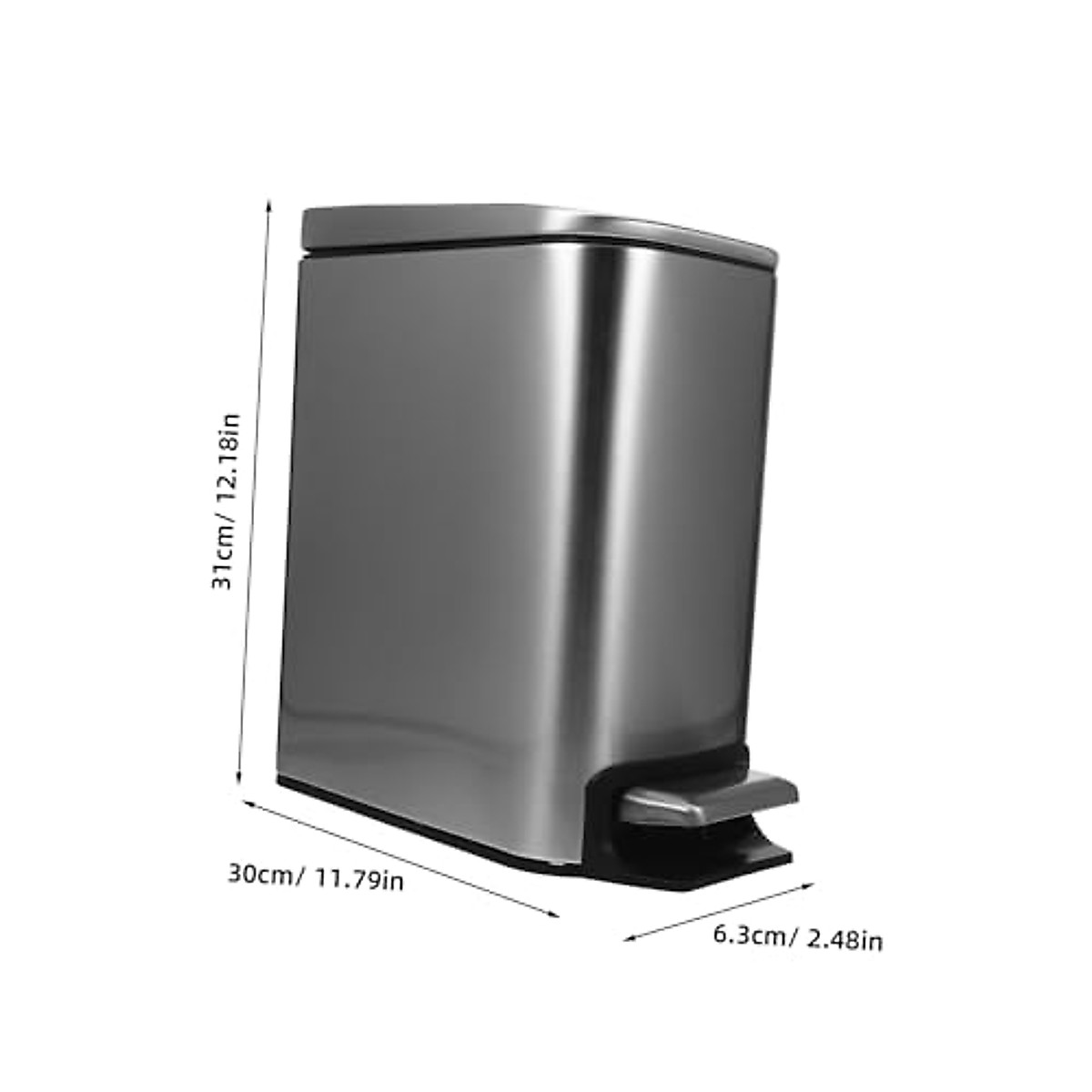 FELTECHELECTR Small Bathroom Trash Can Abs Foot Pedal Trash Can Garbage Can with Lid Stainless Steel Small Bathroom Trash Can with Lid