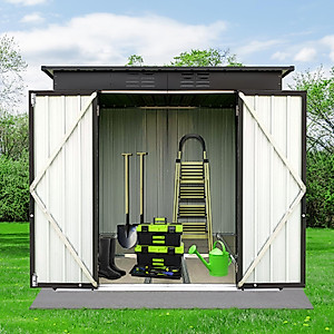 Zevemomo 6 x 4 ft Outdoor Storage Shed, All Weather Metal Shed with Metal Foundation & Lockable Door, Tool Shed Outdoor Storage for Garden, Patio, Backyard, Lawn, Black