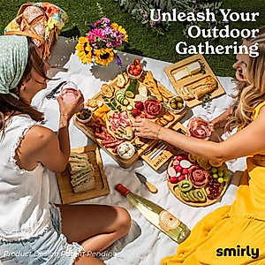 SMIRLY Charcuterie Boards, Extra Large Charcuterie Board Set - Bamboo Cheese Board and Knife Set - House Warming Gifts New Home, Wedding Gifts for Couples, Unique Bridal Shower Gift for Her