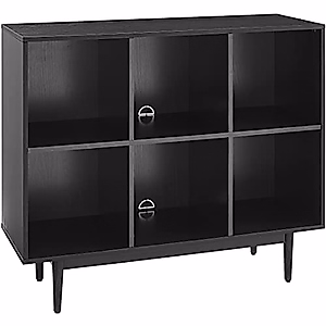 Crosley Furniture Liam Mid-Century 6-Cube Bookcase, Black