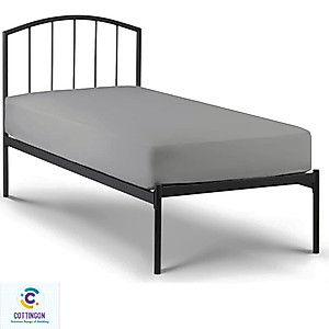 Cottingon, Premium 400 TC 100% Egyptian Cotton 4 PC Sheet Set 7" Deep, Light Grey-Cot Size 33"x75"