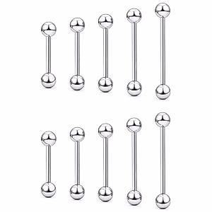 Prjndjw 14G Surgical Steel Nipple Rings Tongue Rings Cartilage Earring Straight Barbell Body Piercing Jewelry for Women Men Length 12MM 14MM 16MM 18MM 22MM BarBell Piercings