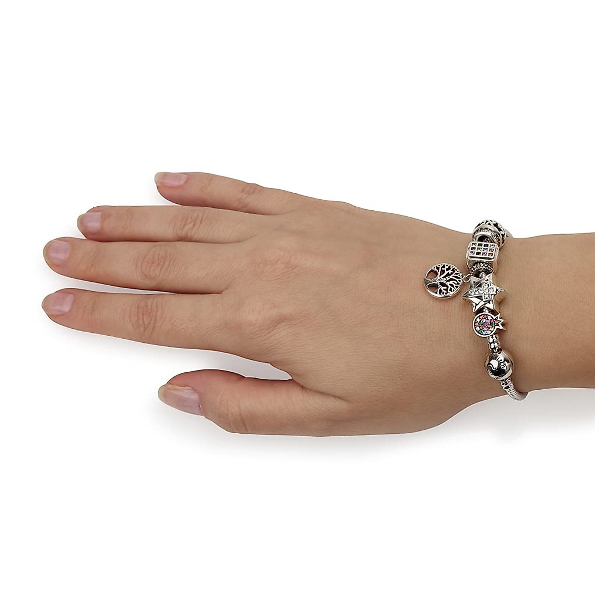 925 Sterling Silver 925 Sterling Silver Ornate Cross Interlocked Star Of David Charm Made In Israel 0.28" Silver Cubic Zirconia Holyland Spiritual Jewish Rare Israel Gifts Unique Handmade Jewelry Art