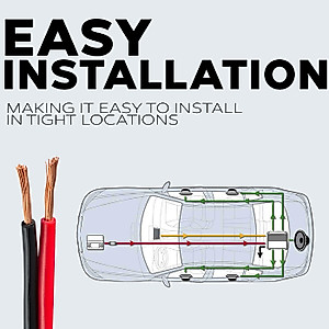 AUDIOPIPE 16 Gauge Speaker Zip Wire (100 Feet) – Primary Bonded Red & Black Speaker Cables - Durable Stranded Speakers Wire for Car Audio, Automotive, Home Theatre and Trailer Harness Wiring