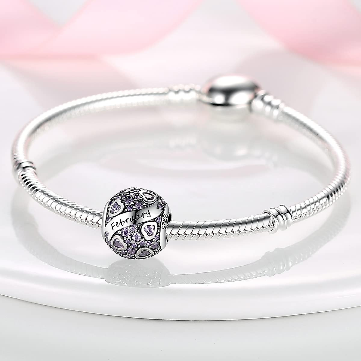 MULA Birthstone Charms 925 Sterling Silver Charms for Bracelets and Necklaces Dangle Pendants Beads Happy Birthday Charms with 5A Cubic Zirconia Birthday Mothers Day Jewelry