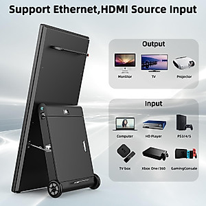 43 Inch Outdoor Digital Signage Displays,Rechargeable Digital Lcd Kiosks,Moveable Commercial Totem,IP55 Waterproof,Auto Adjustment High Brightness Screen(3840*2160),High Capacity Batterie,Android 9.0