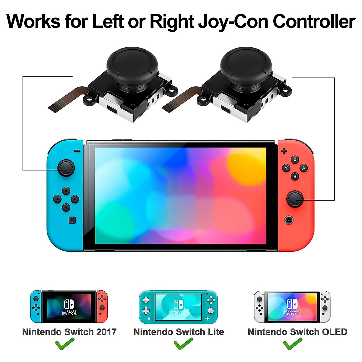 Linkstyle 3D Joystick Analog Thumb Sticks with Caps, Compatible with Nintendo Switch Lite Left and Right Joysticks, 6PCS