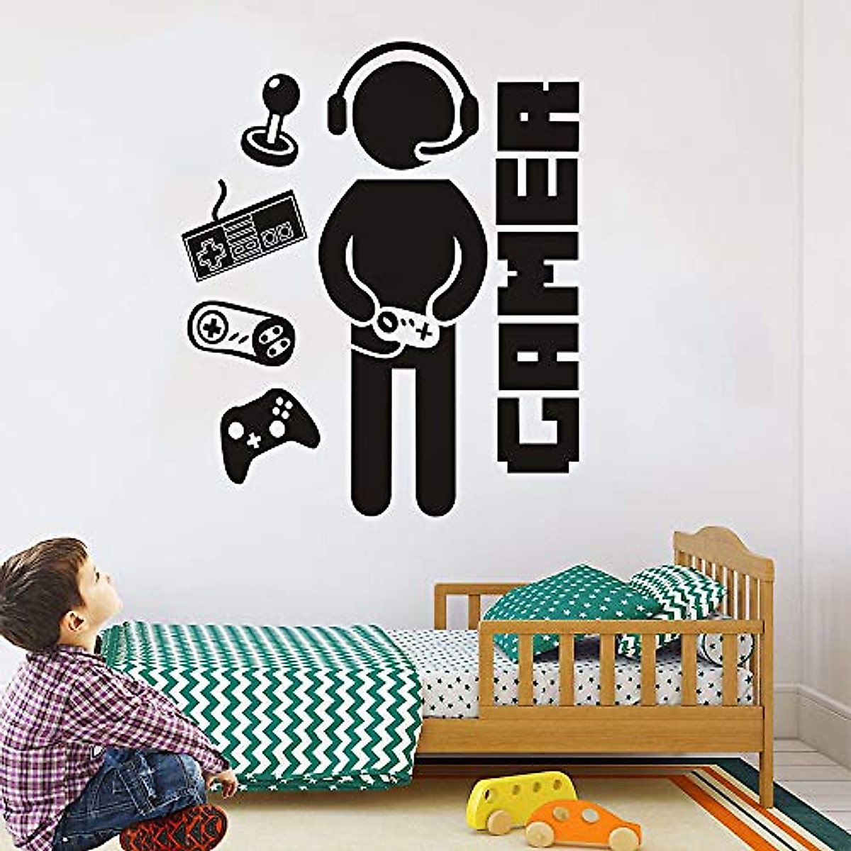 Game Wall Decals Stickers Creative Gaming Quote Poster for Boys Gift,Vinyl Peel and Stick Gamer Decor for Gamer Men's Living Room Play Room Bedroom Home Decoration (Gamer Decal)