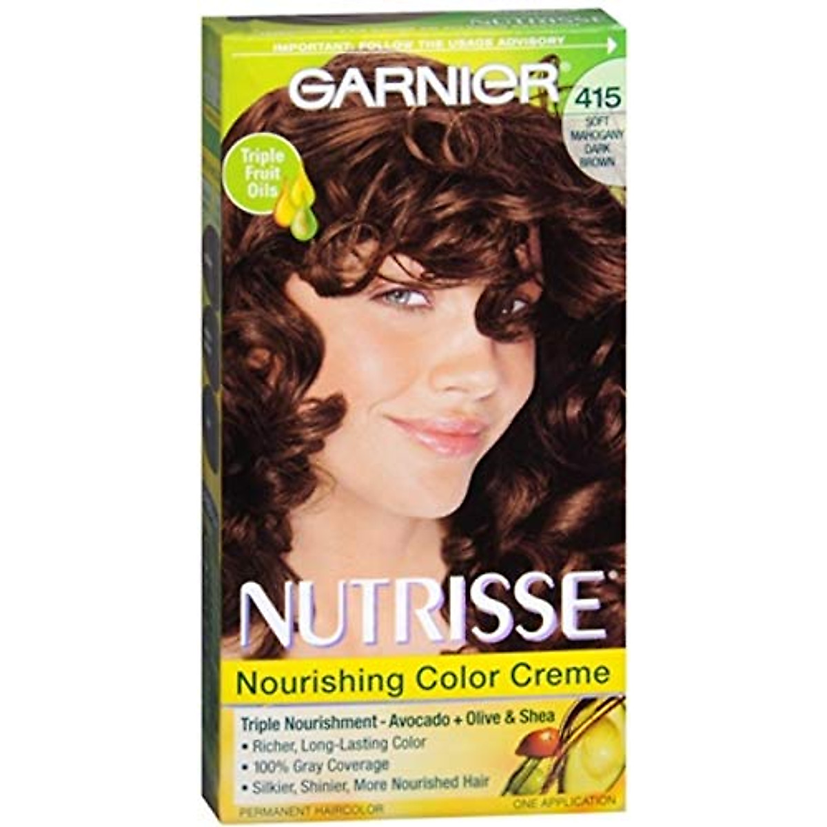 Garnier Nutrisse Haircolor - 415 Raspberry Truffle (Soft Mahogany Dark Brown) 1 Each (Pack of 3)