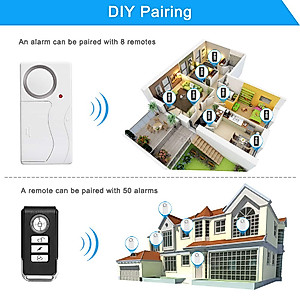 WSDCAM Wireless Door Alarm with Remote 2 Pack, Battery Included, 105 dB Loud Pool Door Alarm, Wireless Door Open Alarms Sensor for Kids Safety Home Security