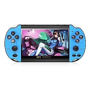 4.3 inch Dual Joystick Color Video Game Console Built-in 3000 Games Support Arcade CPS/gba/gbc/gb/SFC/fc/sega Video Music AV Out Rechargeable Lithium Battery (Blue)