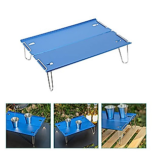 Gadpiparty Small Folding Camping Table: Portable Aluminum Outdoor Folding Table Camp Table Lightweight Beach Table for Picnic Cooking Beach Backpacking Blue