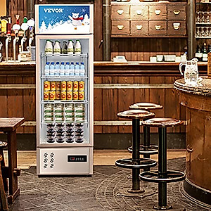 VEVOR Commercial Refrigerator,Display Fridge Upright Beverage Cooler, Glass Door with LED Light for Home, Store, Gym or Office, (8 cu.ft. Single Swing Door)