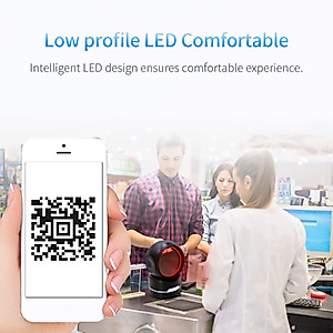 1D 2D QR Desk Wired Barcode Scanner Platform Hands-Free Automatic Sense Reader USB Port Plug&Play Compatible with Window Android System Image CMOS Sensor Suitable for Supermarket Retail