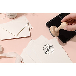 Stamp by Me | Custom Wedding Stamp | Wedding Stamp | Personalized Stamp | 12 Exclusive Designs | Wooden Stamp | Ideal for Envelopes and Wedding Invitations | Names and Date | Circular Flower Wreath