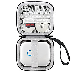 Elonbo Carrying Case for Marklife P12 Mini Bluetooth Label Maker Machine, Portable Wireless Handheld Label Printer Travel Protective Bag Storage Holder, Mesh Pocket Fits Label Paper Tape. Black+Grey