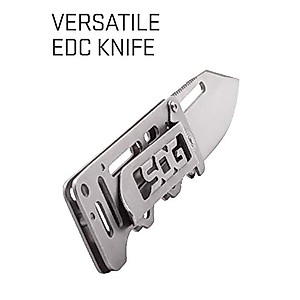 SOG Cash Card Money Clip Pocket Knife- 2.75 Inch Blade EDC Knife with Clip for Pocket, Money or Card Holder, Stainless Steel Handle with Built-In Lanyard Hole (EZ1-CP), Onesize, Satin Polished