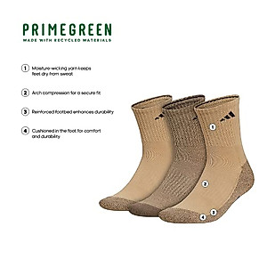 adidas Men's Cushioned X 3 Mid-Crew Socks (3-Pair), Beige Tone/Blanch Cargo/Black, Large