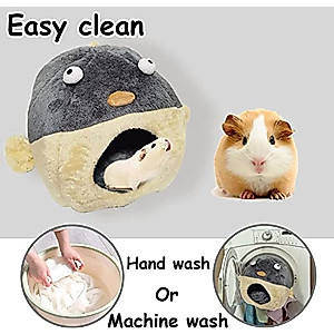 PINVNBY Guinea Pigs Cave Bed Cute Habitat Warm Small Animal Hideout Cave Fleece Cage Nest Accessories Removable Washable Pillow Mat for Bunny Chipmunk Hamster Hedgehog