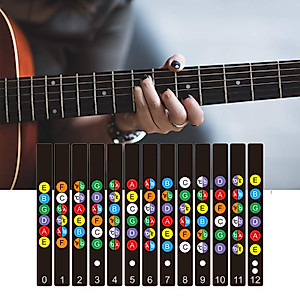 12 Pcs Celluloid Picks 0.46mm/0.71mm/0.96mm，With 3 Pcs Guitar Fretboard Stickers for Guitar Players