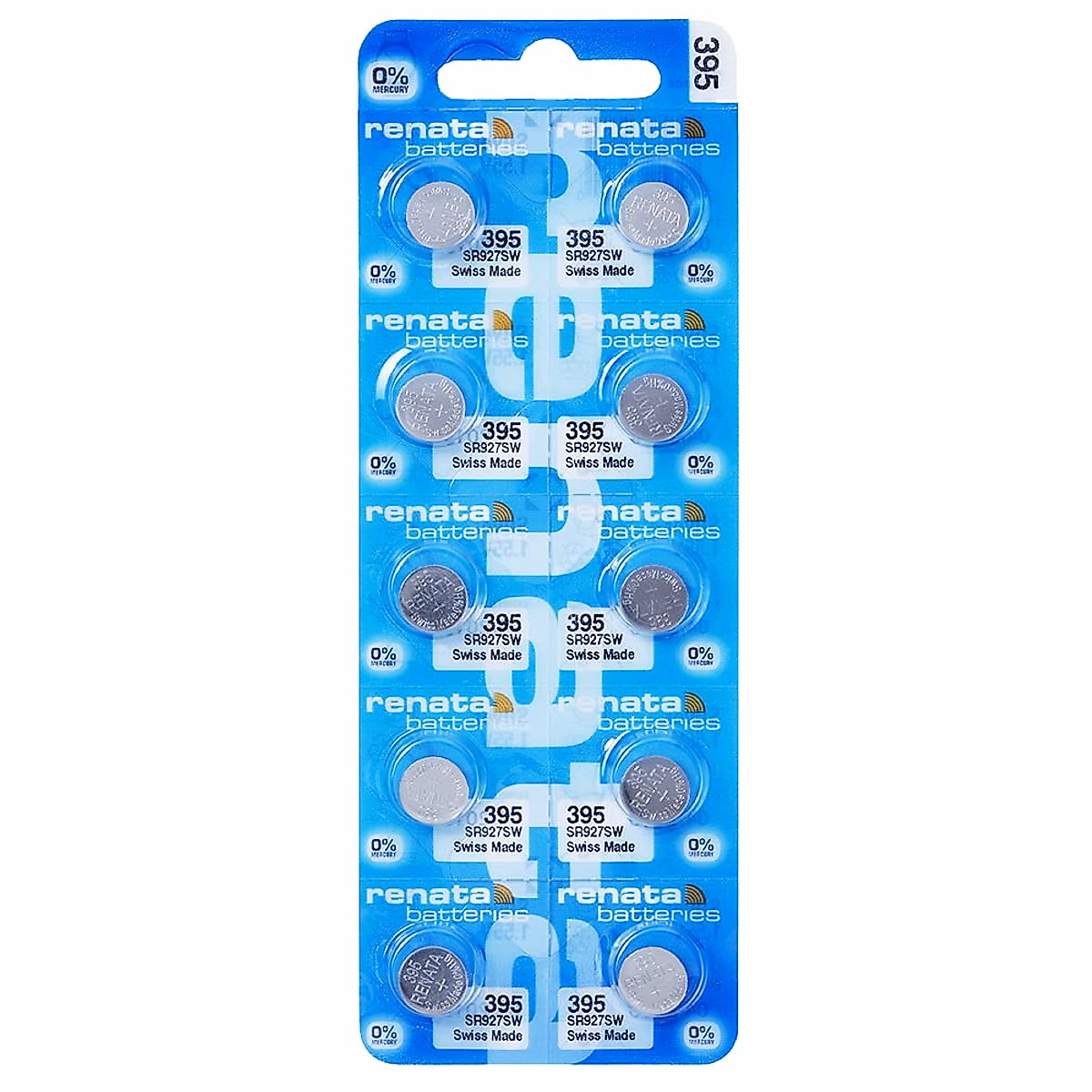 Renata 395 SR927SW Batteries - 1.55V Silver Oxide 395 Watch Battery (10 Count)