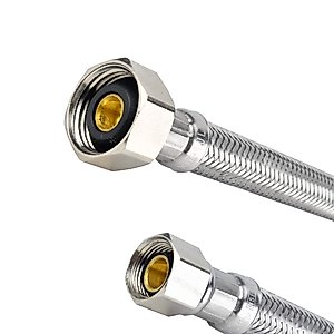 Plumb Pak PP23808 Ez Faucet Supply Tube, 3/8 X 1/2 In, Compression X Fip, 30 In L, Stainless Steel, 30 Inches