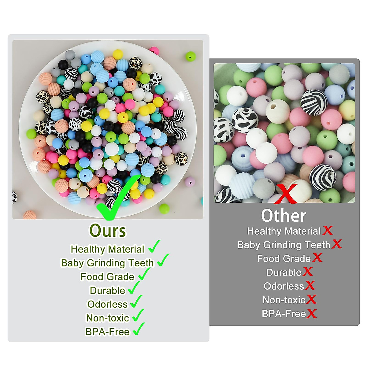 255Pcs Silicone Beads, Silicone Beads for Keychain Making, 12mm 15mm Loose Beads for Keychain Making 15 Colors Bead Bracelet Making kit, Craft Necklace Beads for DIY Jewelry Making