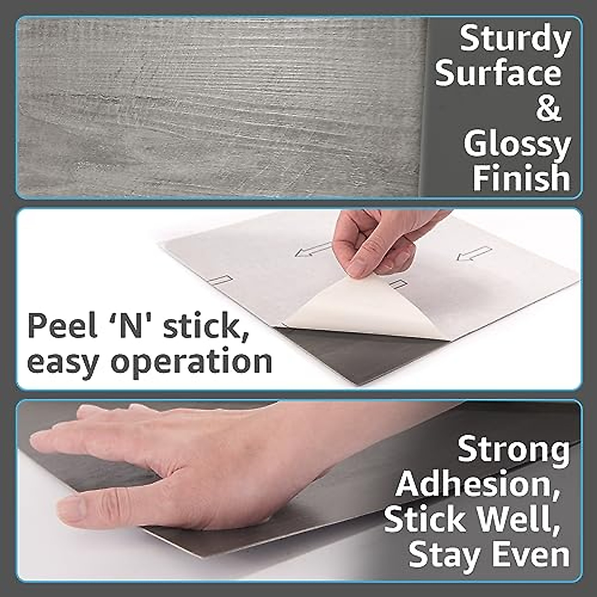 Art3d Peel and Stick Vinyl Floor Tiles 60-Pack 12 x 12 inch, Self Adhesive Waterproof Flooring Wood Planks for Kitchen, Dining Room, Bedrooms, Cover 60 Sq. Ft, Taupe Ash