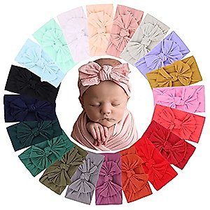 jollybows 20PCS Baby Girls Nylon Headbands Elastic Hair Bows Hair Bands Turban Hair Accessories for Kids Infants Toddlers