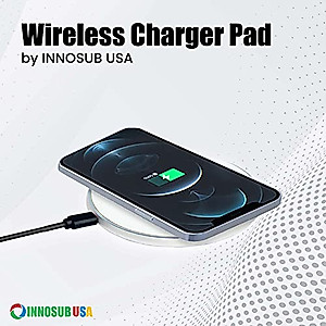 INNOSUB USA Sublimation Wireless Charger LED Pad – BlankWireless Charger for Sublimationand Customization – Silver 10W Sublimation Fast ChargePad Compatible with iPhone, Samsung, QI-Enabled Devices