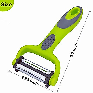 JIANYI Julienne Peeler, 3 in 1 Swift Julienne Peeler Vegetable Peeler, Carrot and Potato Peeler with Rotating Serrated Straight and Julienne Stainless Steel Slicer Blades